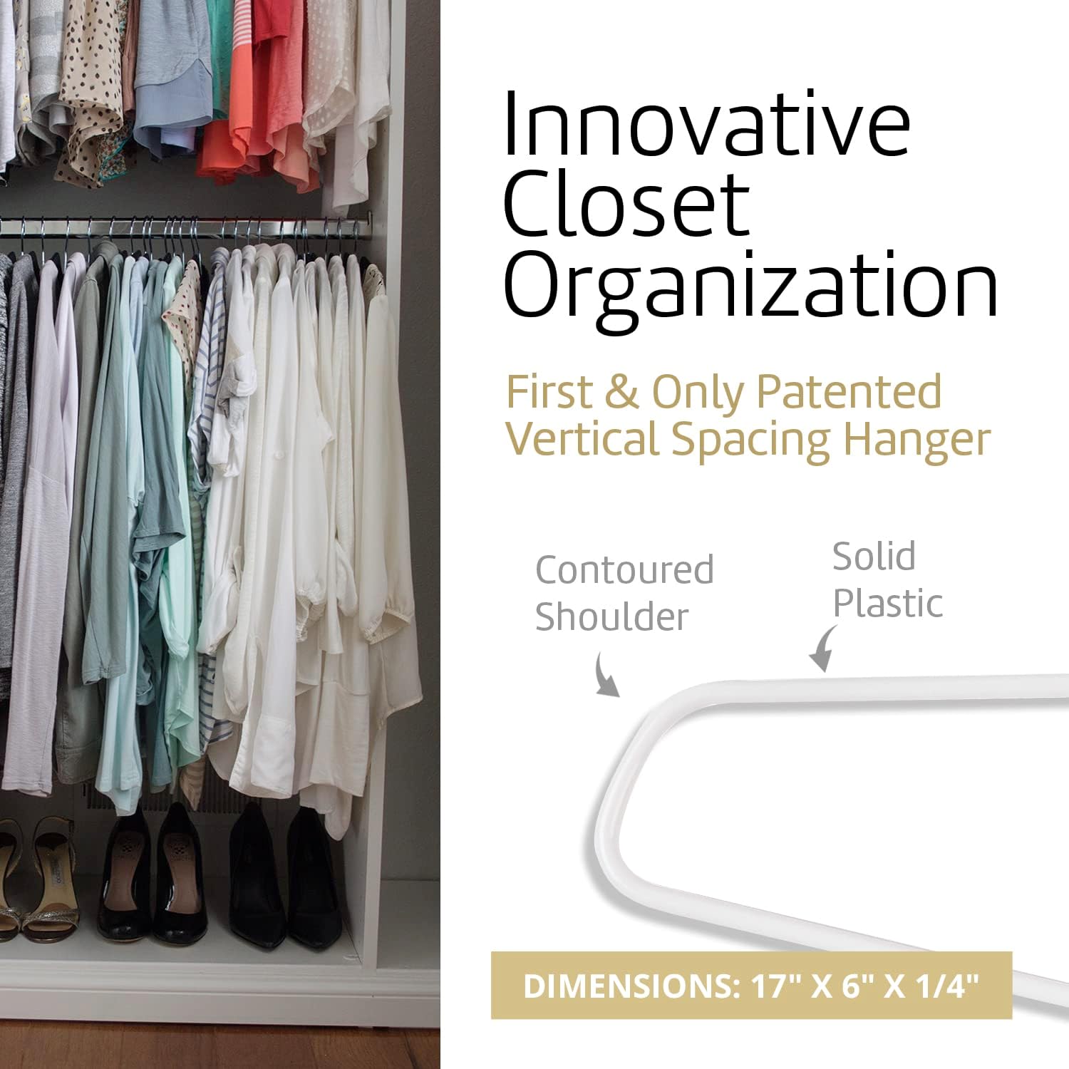 Classic White Heavy Duty Short Neck Vertical Space Saving Hangers by H Higher Hangers BioHangers Space Saving Clothes Hangers