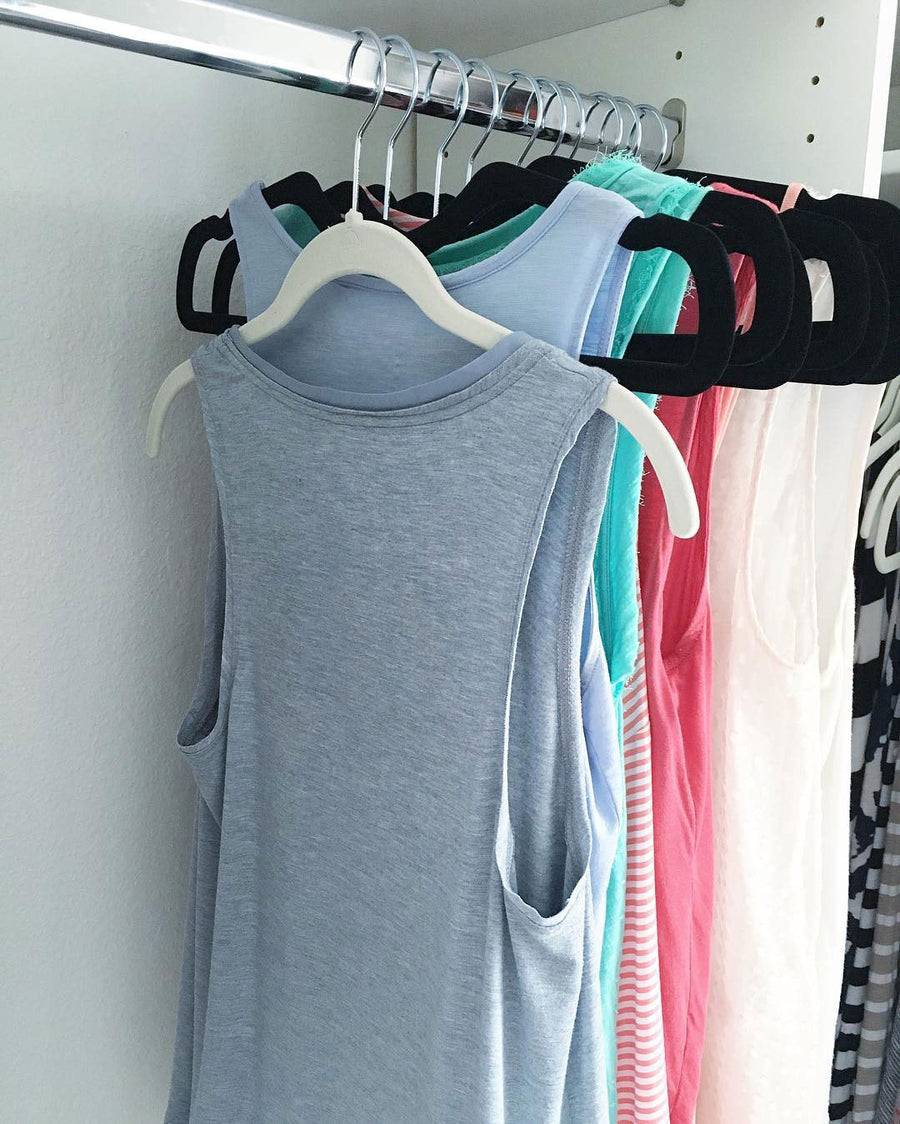 Slim Black (NON-VELVET) Short Neck Vertical-Space-Saving Clothes Hange ...